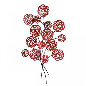 RED 80cm Metal FLOWER Wall Art Decor Garden Colour Ornament Design Yard ...