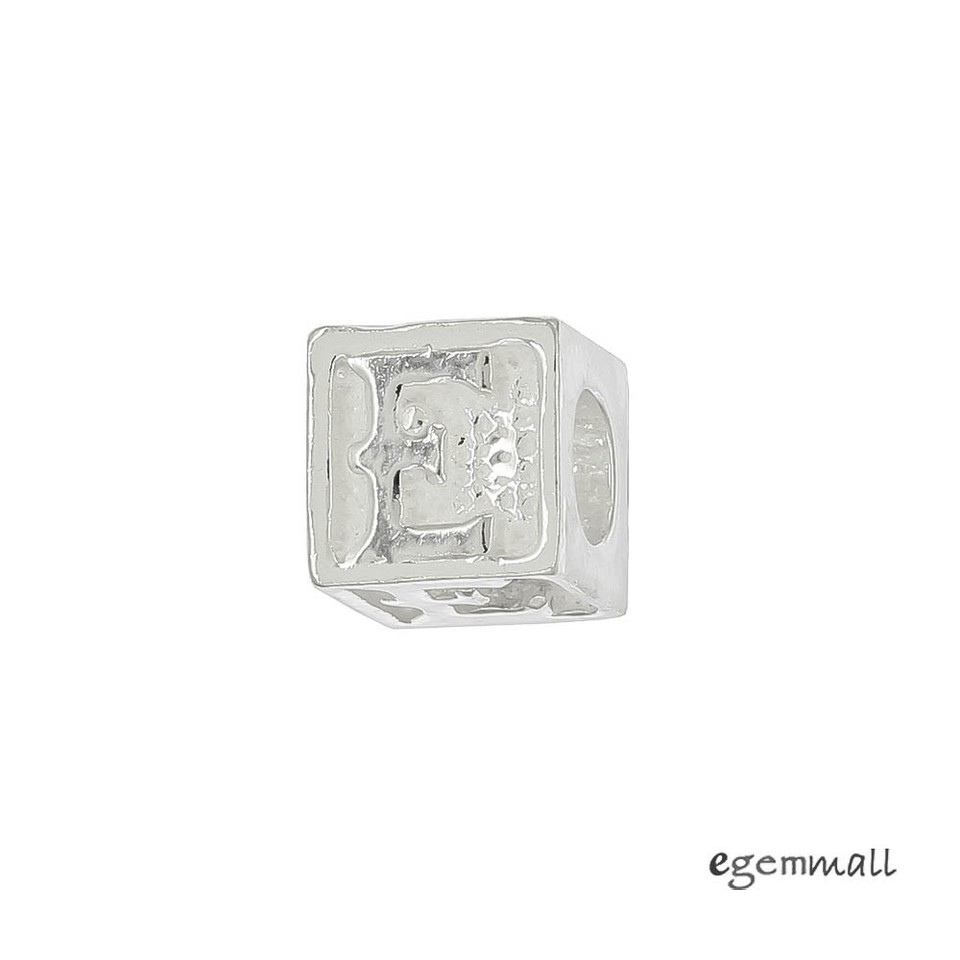 1 Sterling Silver Alphabet Initial Letter Cube Charm Bead Fit European ...
