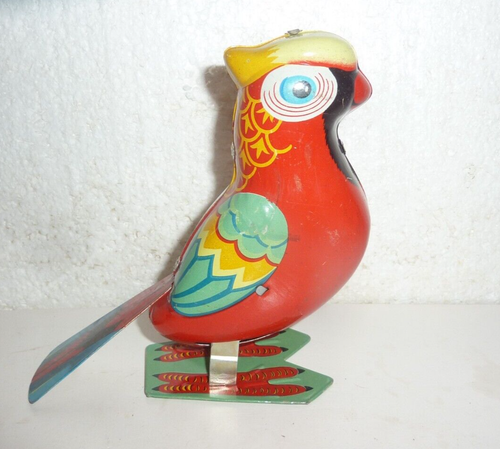 Vintage 1970s Wind Up Tin Litho Toy Red Jumping Parrot WORKS S-30 | eBay