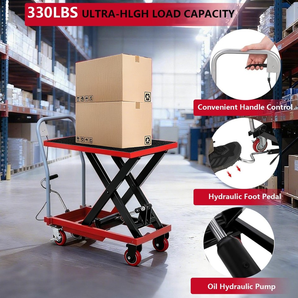 330lbs Hydraulic Lift Table Cart ,Single Scissor Lift Table 28.5 ...