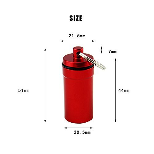 6 Set Aluminum Vial Pill Box Case Bottle Keychain Holder Container ...