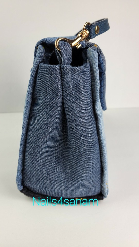 Amazing Denim Fabric color block pattern handbag handmade | eBay