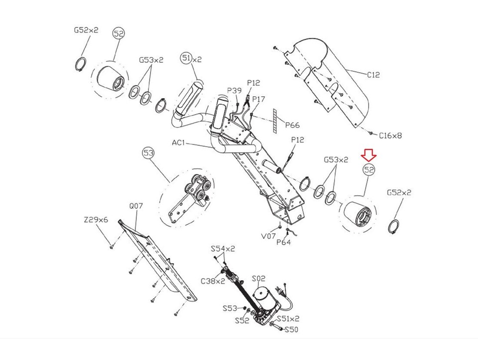 Vision Fitness S70 - 02 - EP78B Elliptical Console Mast Set 1000230158 ...
