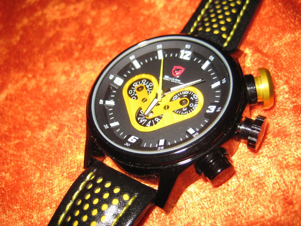 SHARK SPORT WATCH YELLOW AND BLACK W/ BOX | eBay