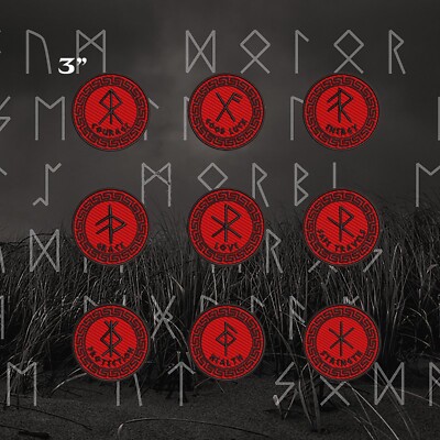 Viking Rune Patch Symbol Shield Embroidered Iron-on DIY Applique ...