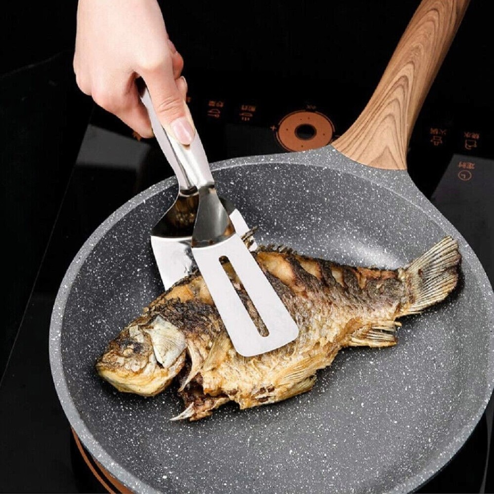 Stainless Steel Steak Clamp Food Clip Tongs Bread Meat BBQ Kitchen ...