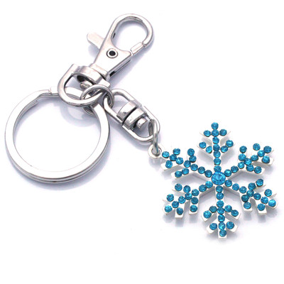 Aqua Blue Snowflake Charm Key Chain Ring Winter Christmas Holiday ...