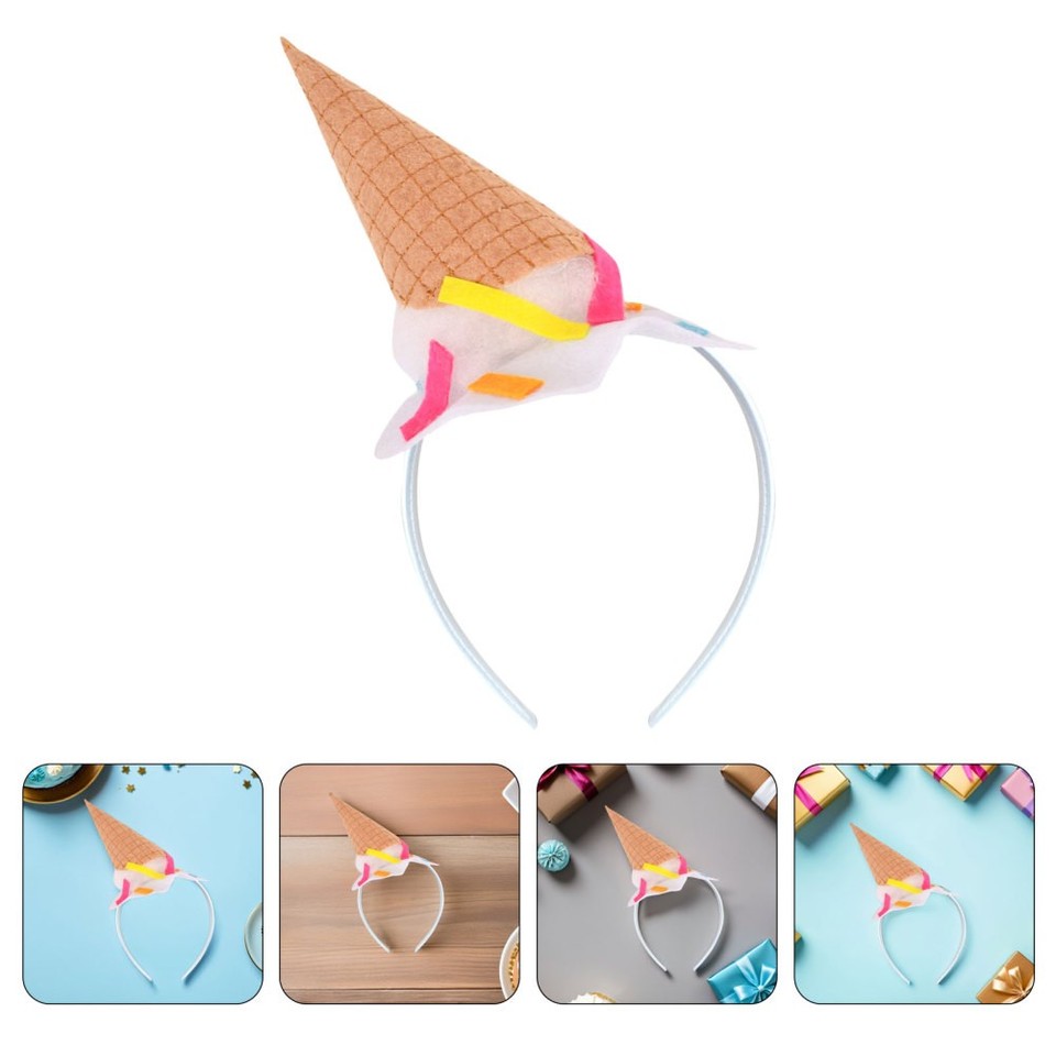 3pcs Ice Cream Cone Headband for Kids, Fun Dessert Themed Hair Hoop ...