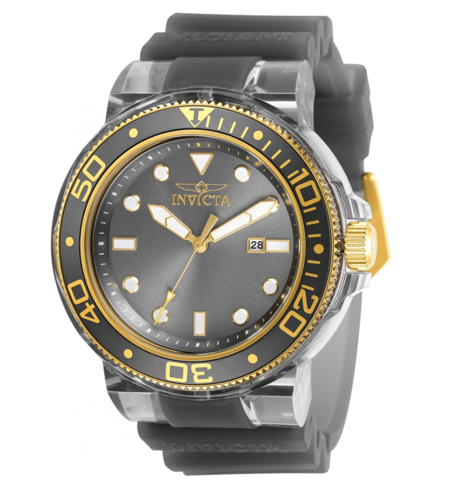 Invicta Pro Diver Men's 52mm Anatomic Gray / Gold Lightweight Sport ...