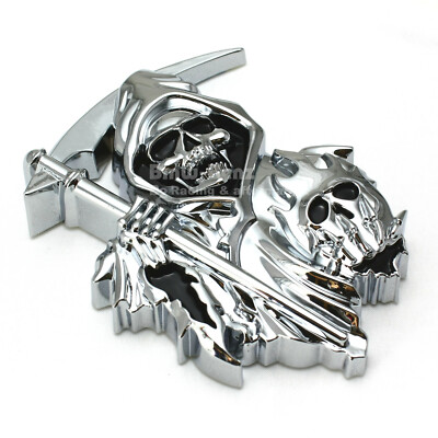 3D CUSTOM CHROME REAPER Skull EMBLEM BADGE STICKER DECAL3M Sticker ...