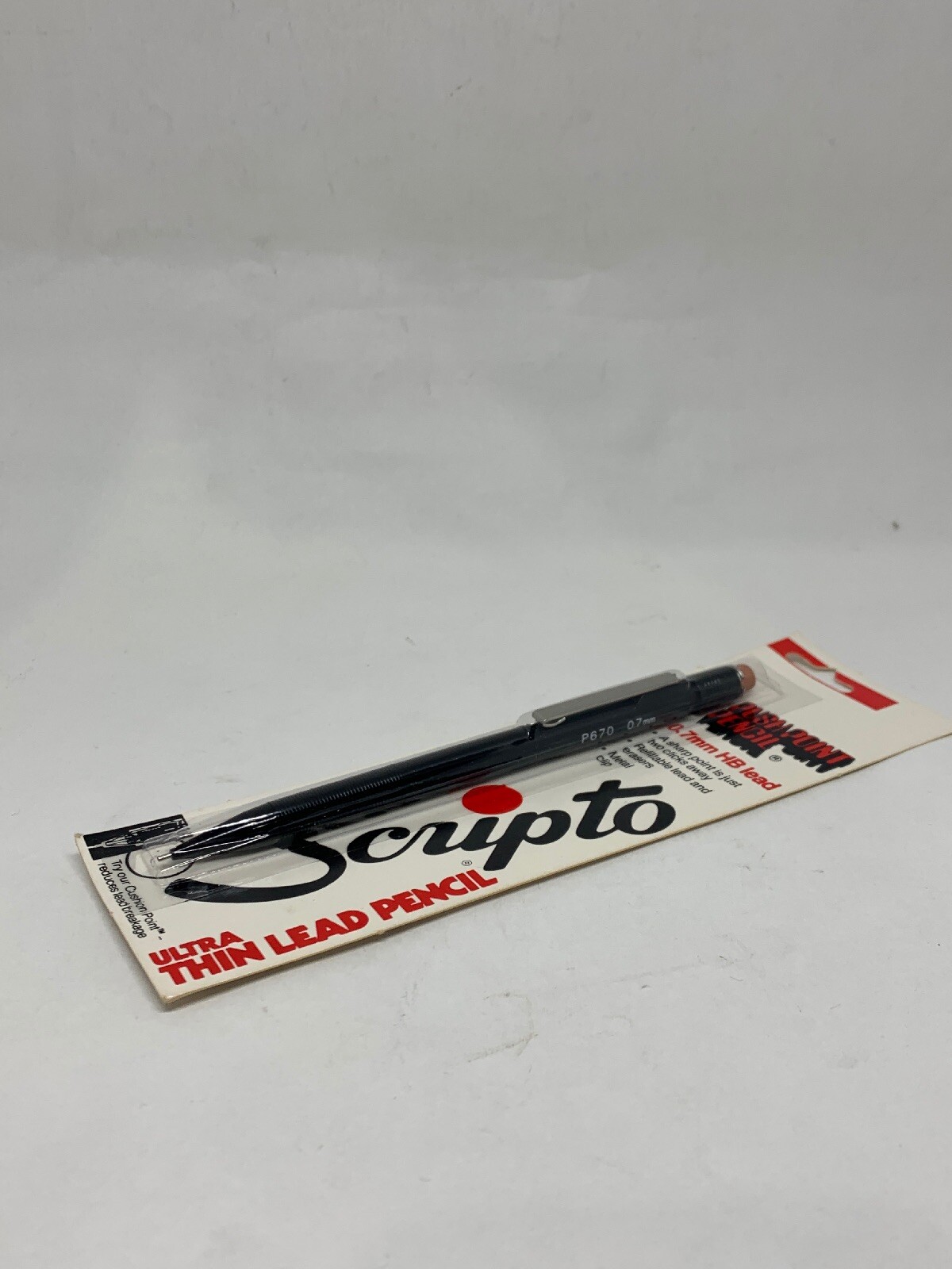 Vintage Scripto Ultra Thin Lead Black Barrel Pencil Pushpoint 0.7mm HB ...