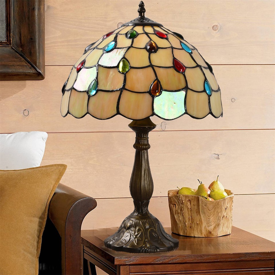Tiffany Style Table Lamps Handcrafted Stained Glass Art Light Bedside ...