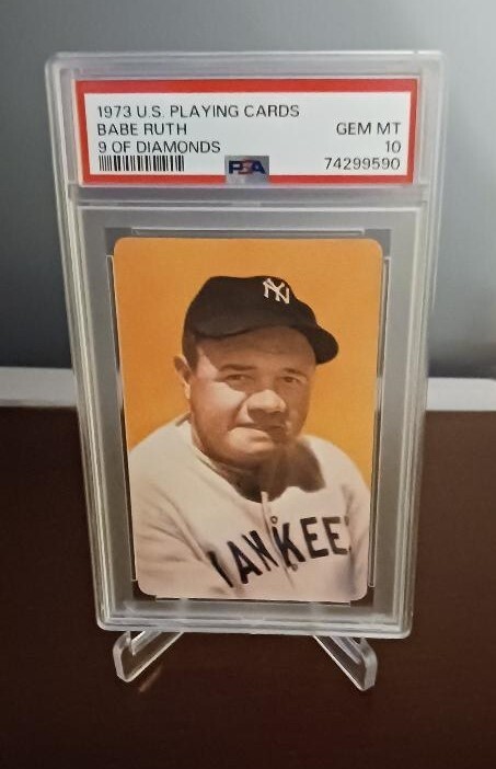1973 BABE RUTH PSA 10 GEM MINT PLAYING CARD 9 OF DIAMONDS HOF YANKEE ...