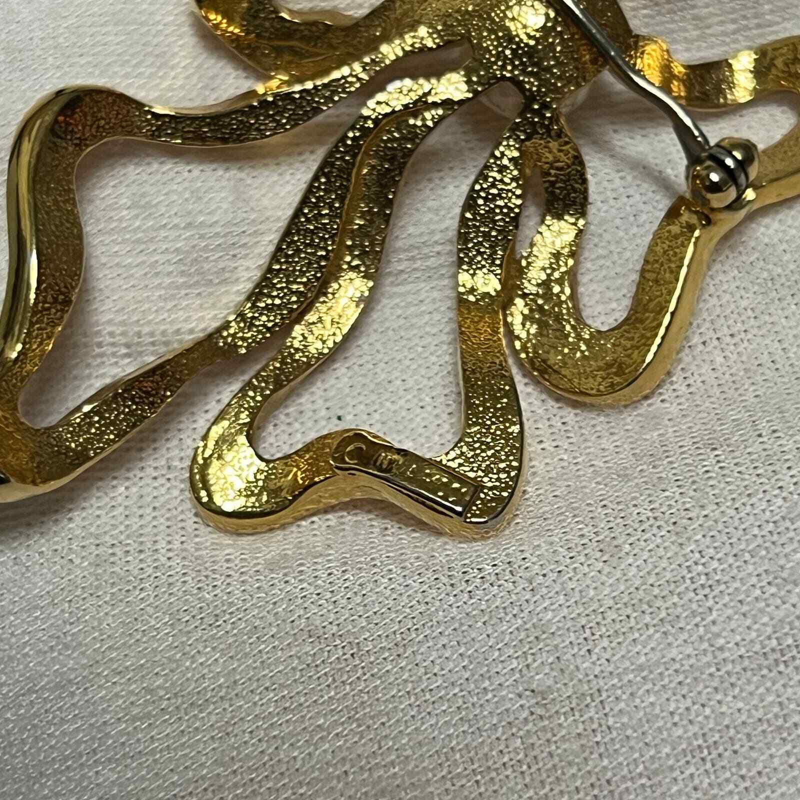 Vintage Pin Brooch Gold Toned Ribbon Bow Design Faux Pearl Signed Nina ...