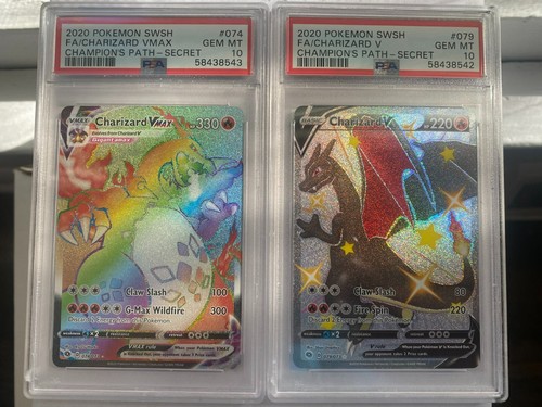 Charizard V 2020 Pokemon Champions path 079 & VMax Rainbow 074 Set PSA ...