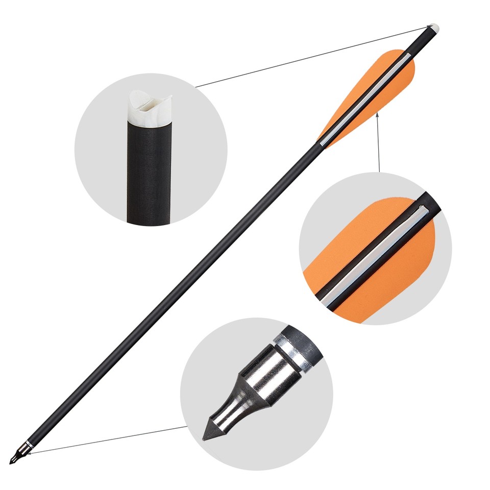 20 inch Archery Hunting Carbon Crossbow Bolts Half Moon Nocks OD 8.8mm ...