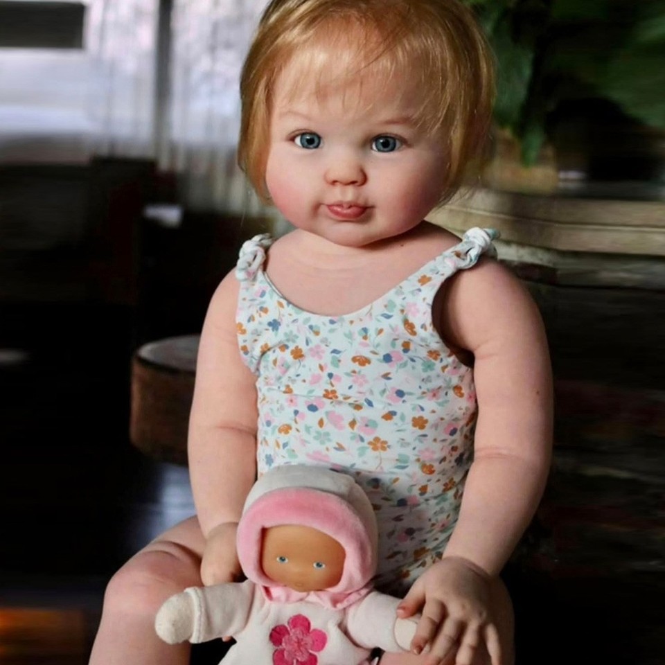 28“ Cute Reborn Baby Doll w/ Cloth Body Rooted Hair Pouty Lips Toddler ...