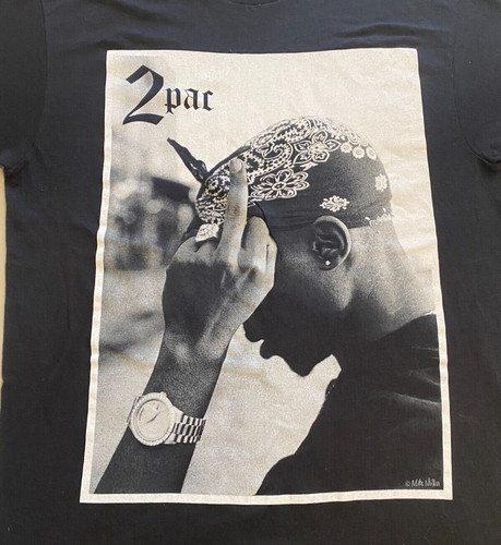 2pac Tupac Shakur Middle Finger Graphic Black T-shirt… - Gem