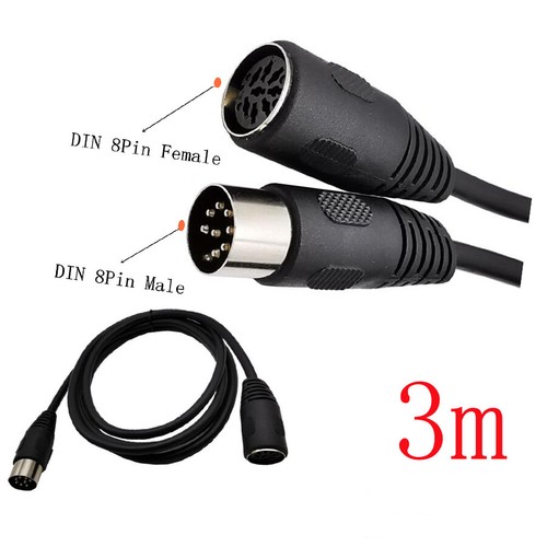 3m 8PIN DIN 8 pin Extention Speaker Audio Cable Male to Female Adapter ...
