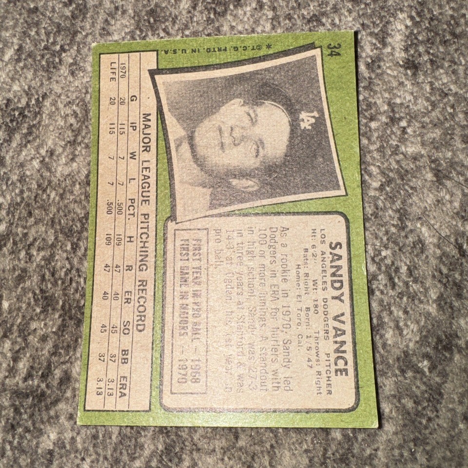 1971 Topps - #34 Sandy Vance (RC) | eBay