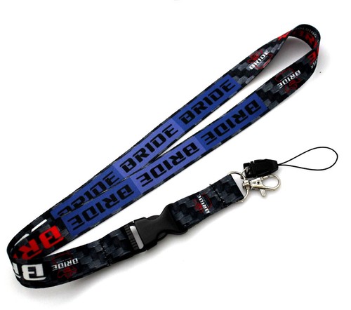 JDM Bride Black Racing NYLON 2 SIDE Lanyard Neck Strap KeyChain Quick ...