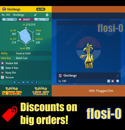 6IV Shiny Gholdengo Pokemon Scarlet and Violet | eBay