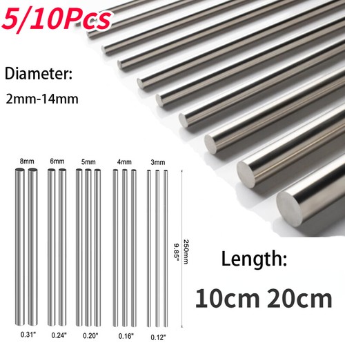 5/10PCS Stainless Steel Solid Round Rod Lathe Bar Stock Assorted ...