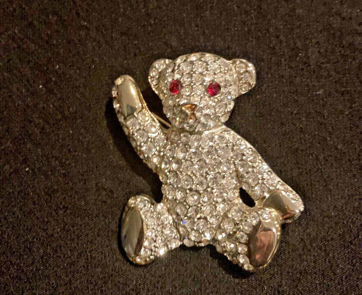 Butler & Wilson Rare Vintage Teddy Bear Crystal Brooch - Gem