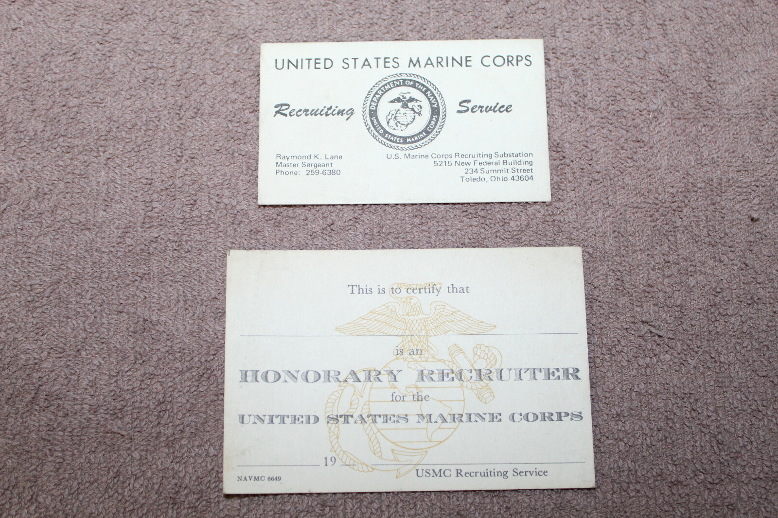 Original Early Vietnam War U.S. Marine Corps Recruiter Cards, Set of ...