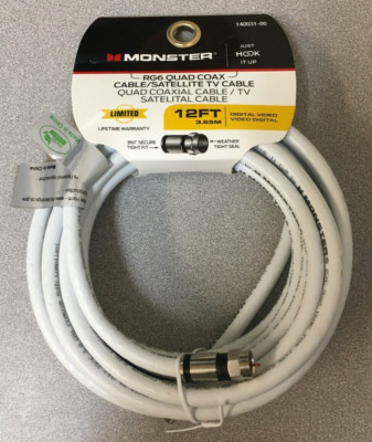 Monster 140031-00 Just Hook It Up RG6 Quad Coax Cable/Satellite TV ...