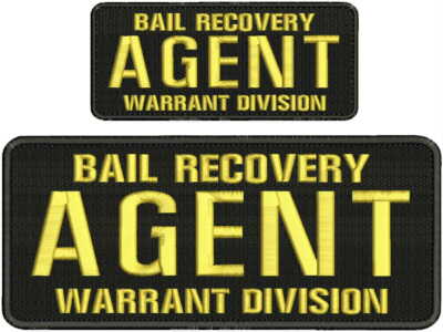 Bail Recovery Agent Warrant Division embroidery patch gold 4x10 & 2.5x6 ...