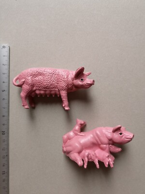 LOT LA FAMILLE COCHON GORET ANIMAUX DE LA FERME FIGURINE PLASTIQUE G23 ...