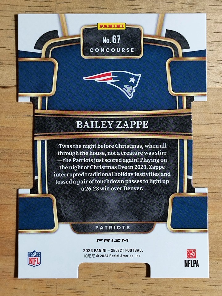 2023 Select Prizm Red and Blue Die Cut #67 Bailey Zappe | eBay UK