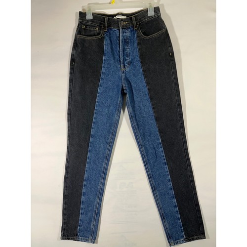 Pacsun Denim Jeans Women Colorblock Black Blue High Rise Button Fly Y2K ...