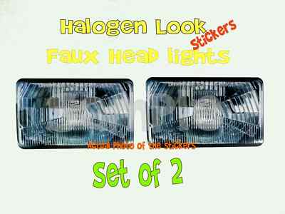 Faux Halogen Look Rectangle Headlight Stickers for Stock, Derby, Race ...