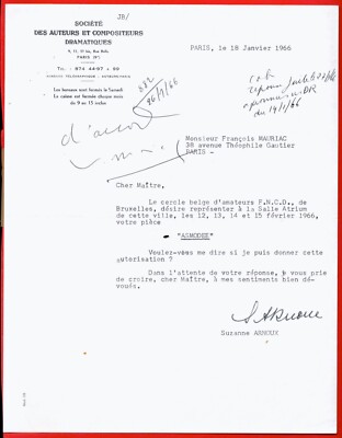 EI20-L.TAPUSCRITE-SIGNÉE-SUZANNE ARNOUX-[CONTRESIGNÉE PAR FRANÇOIS ...
