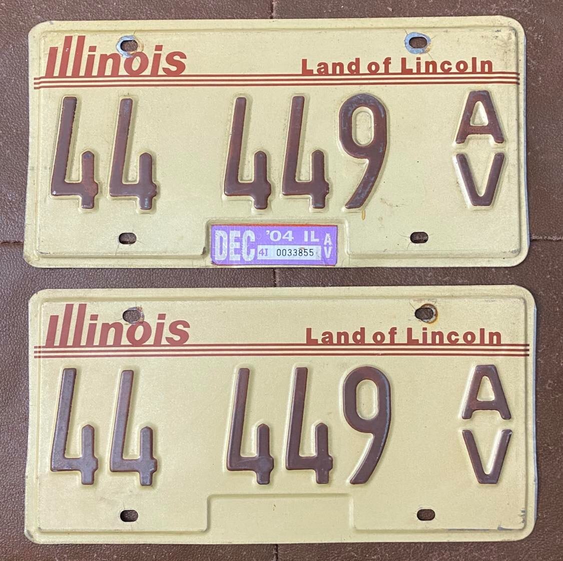 Illinois 2004 ANTIQUE VEHICLE License Plate PAIR # 44 449 AV | eBay