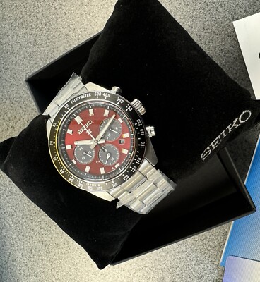 Seiko Prospex Speedtimer Solar Steel Bracelet Red Dial Watch - SSC927 ...