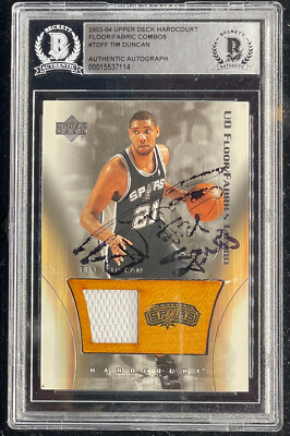 Tim Duncan 2003-04 Upper Deck "Floor/Fabric" Signed Rookie Card Beckett ...