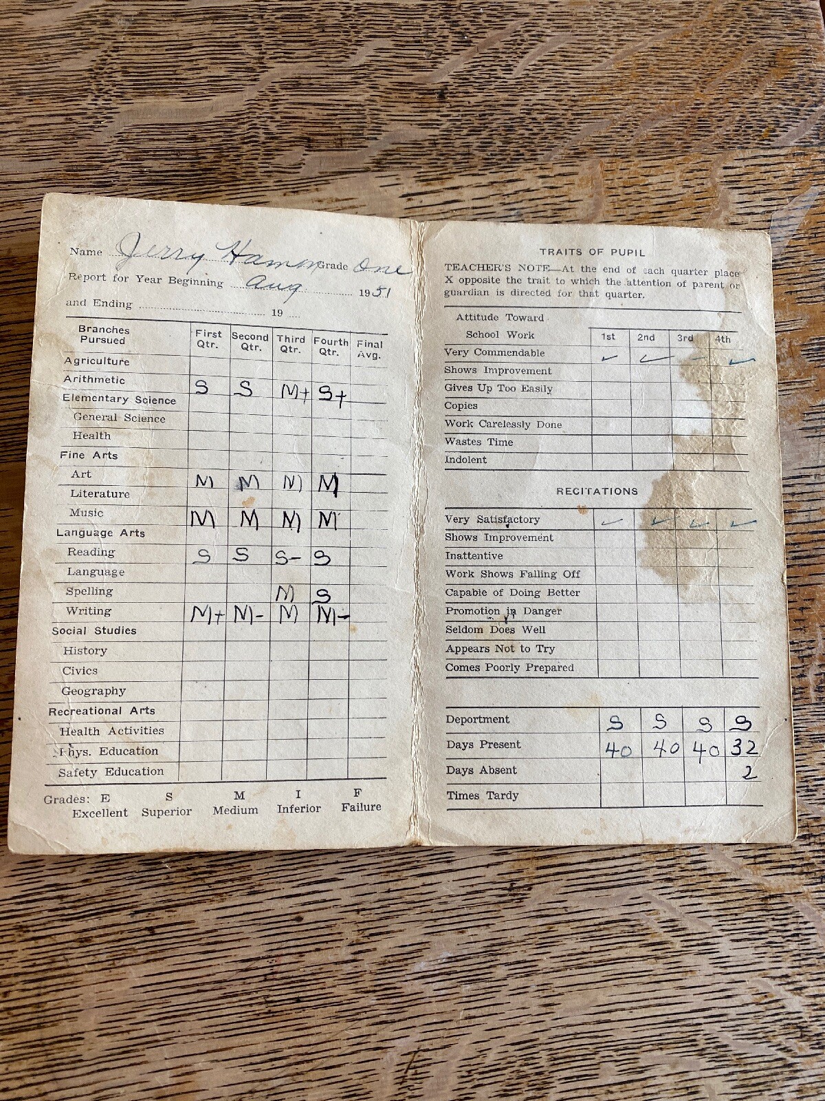 Lot of 3 Antique Report Cards Grade Book 1940s 1950s High School | eBay