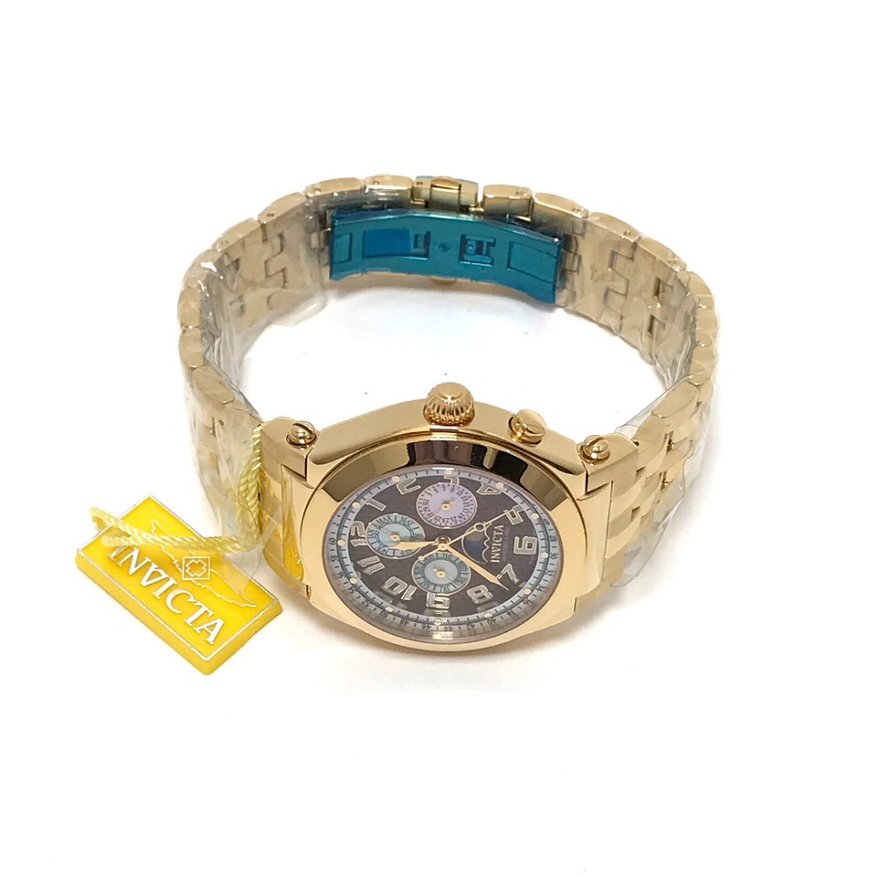 Invicta Chrono Moon Phase Quartz Watch 44mm SS Brown Dial MOP #4823 ...