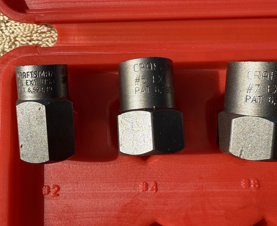 CRAFTSMAN 5 PC #3 #5 #7 #9 #10 EXT BOLT NUT REMOVER NUT EXTRACTOR ...