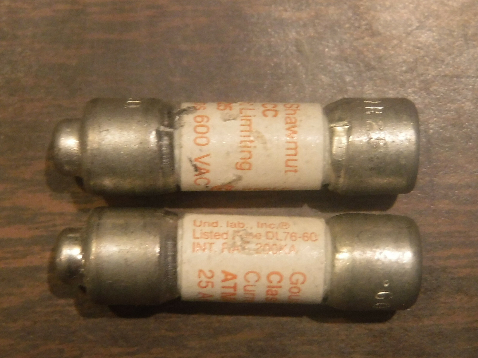 Lot of 2 Ferraz Shawmut ATMR25 25 Amp 600VAC Class-CC Fast Acting Fuses ...