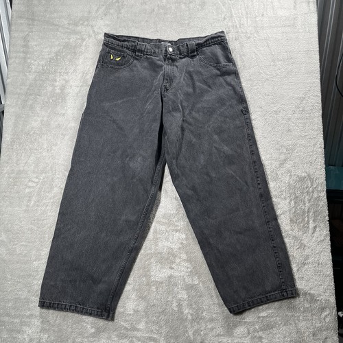 Scatter Brain Jeans Black Denim Super Baggy Wide Leg Y2K Patches Size ...