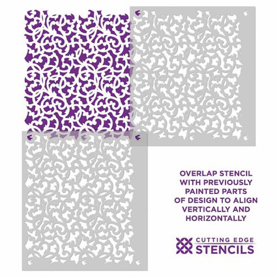 Venetian Scroll Allover Stencil - Size Small - Large & Trendy DIY Wall ...