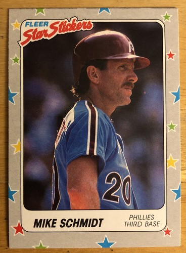 1988 Fleer Star Stickers Mike Schmidt Card #111 Phillies Third Base Mid ...