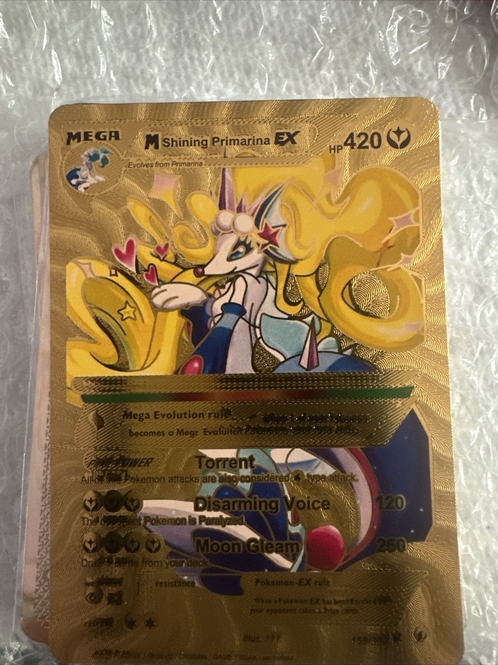 Pokemon Gold Foil Fan Art Collection Mega Shining Primarina EX NM | eBay