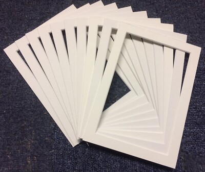 Antique white textured photo/Picture mounts pack of 10 various sizes ...