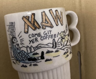 Vintage Maw Coffee Mug Cup Japan Crazed Come Git Yer Coffee Hillbilly ...