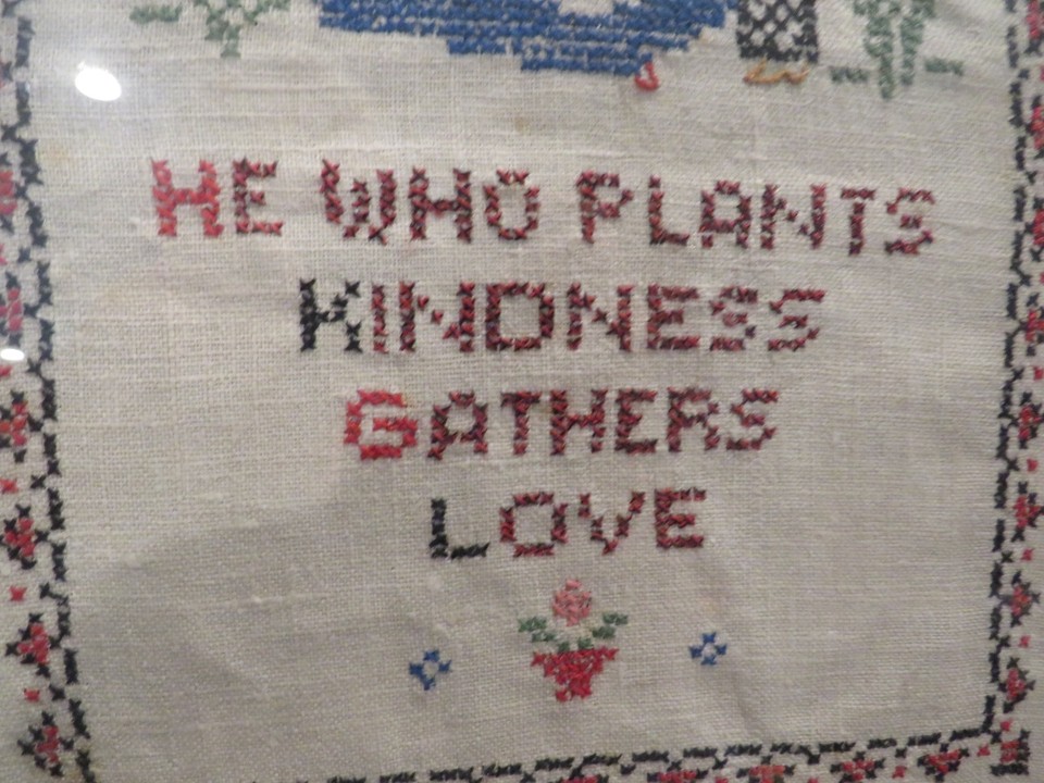 Vintage Cross Stitch He Who Plants Kindness Gathers Love | eBay